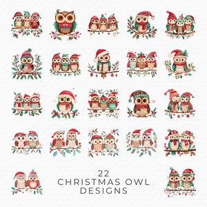 Christmas Owl Clipart Bundle | Cute Holiday Owl Clipart | Digital ...