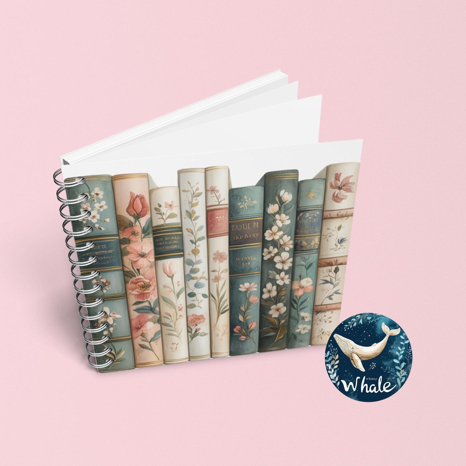Floral Book Spine Clipart: Vintage Flower PNG (digital Download) - Etsy