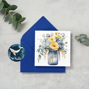 Watercolor Flower Mason Jar Bundle, 15 Yellow Rose Floral Mason Jar ...