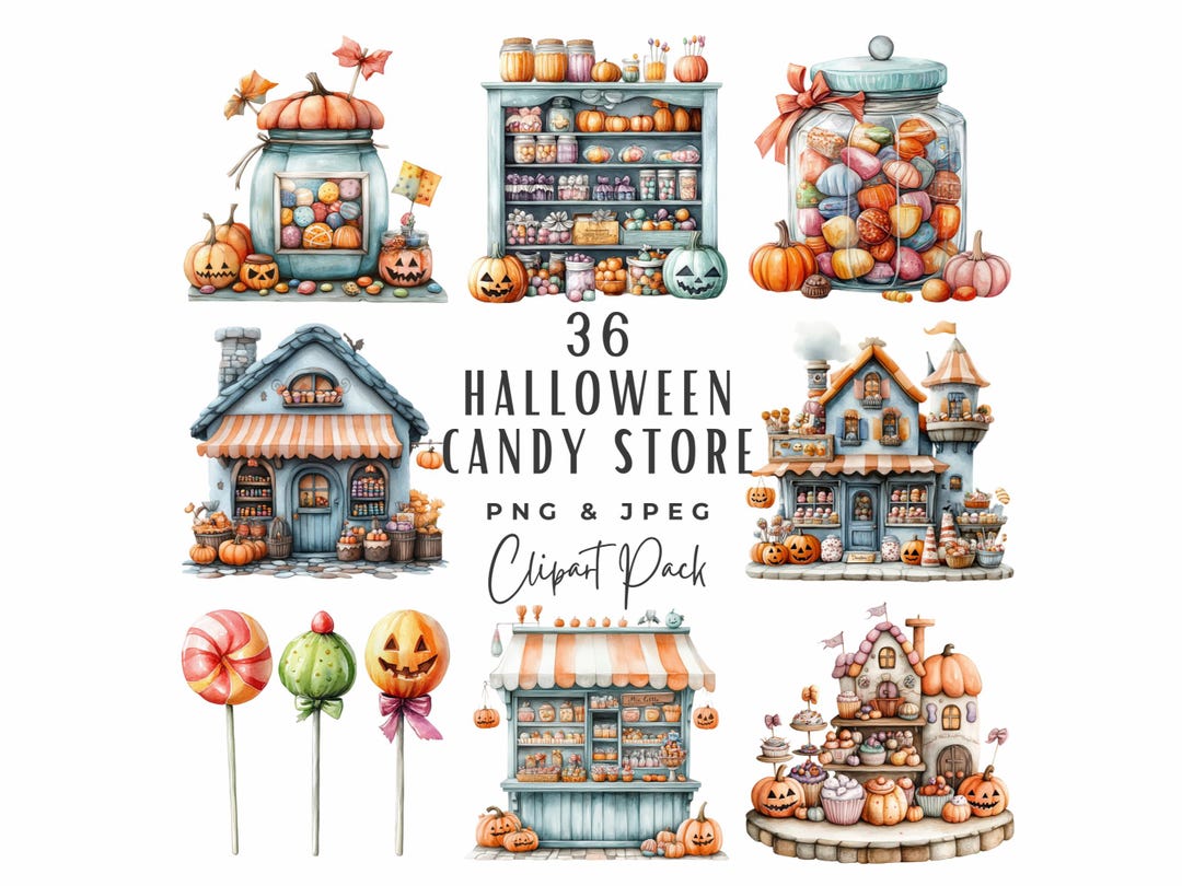 Halloween Candy Shop Clipart, Digital Download, 36 Halloween Fall Candy ...