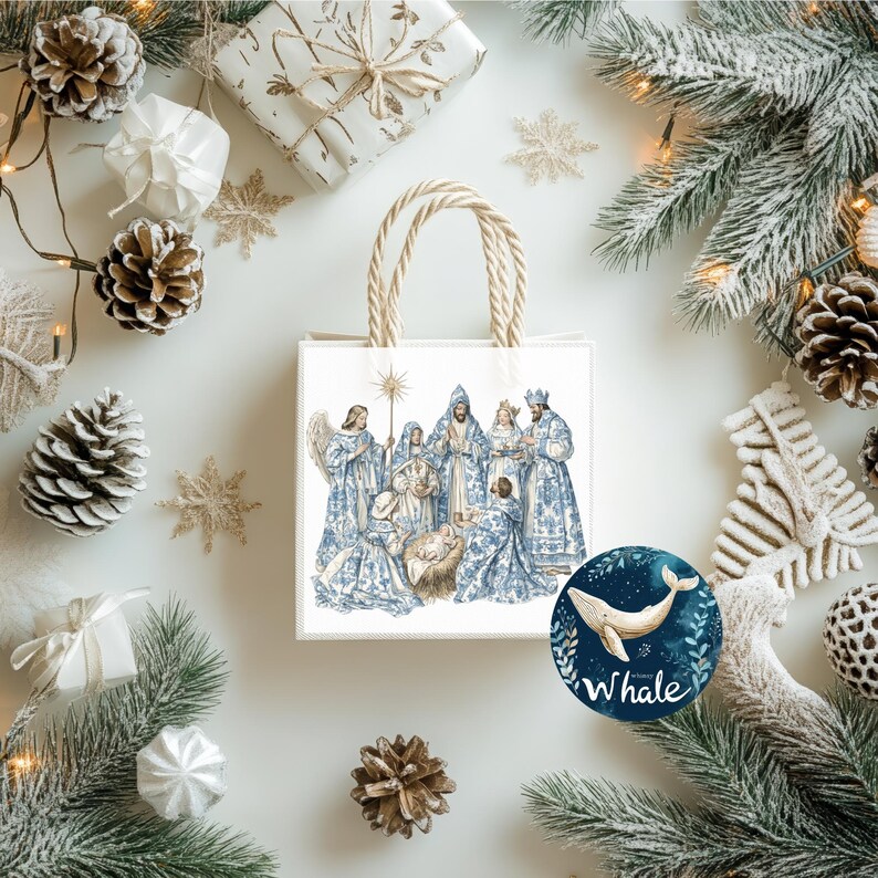 Christmas Toile Clipart, 28 Vintage Holiday Chinoiserie Blue & White ...