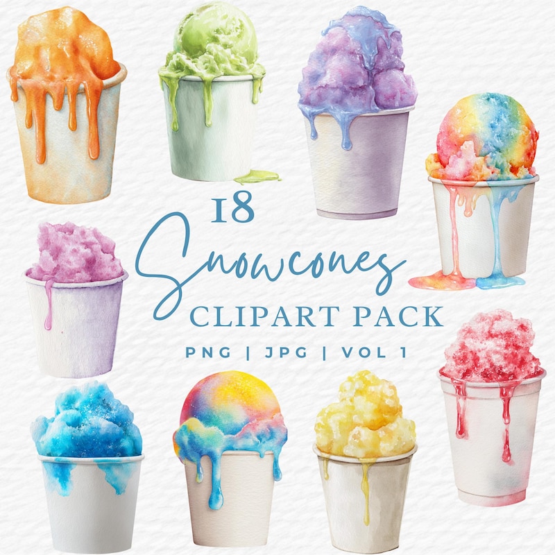 Snow Cone Clipart - Etsy