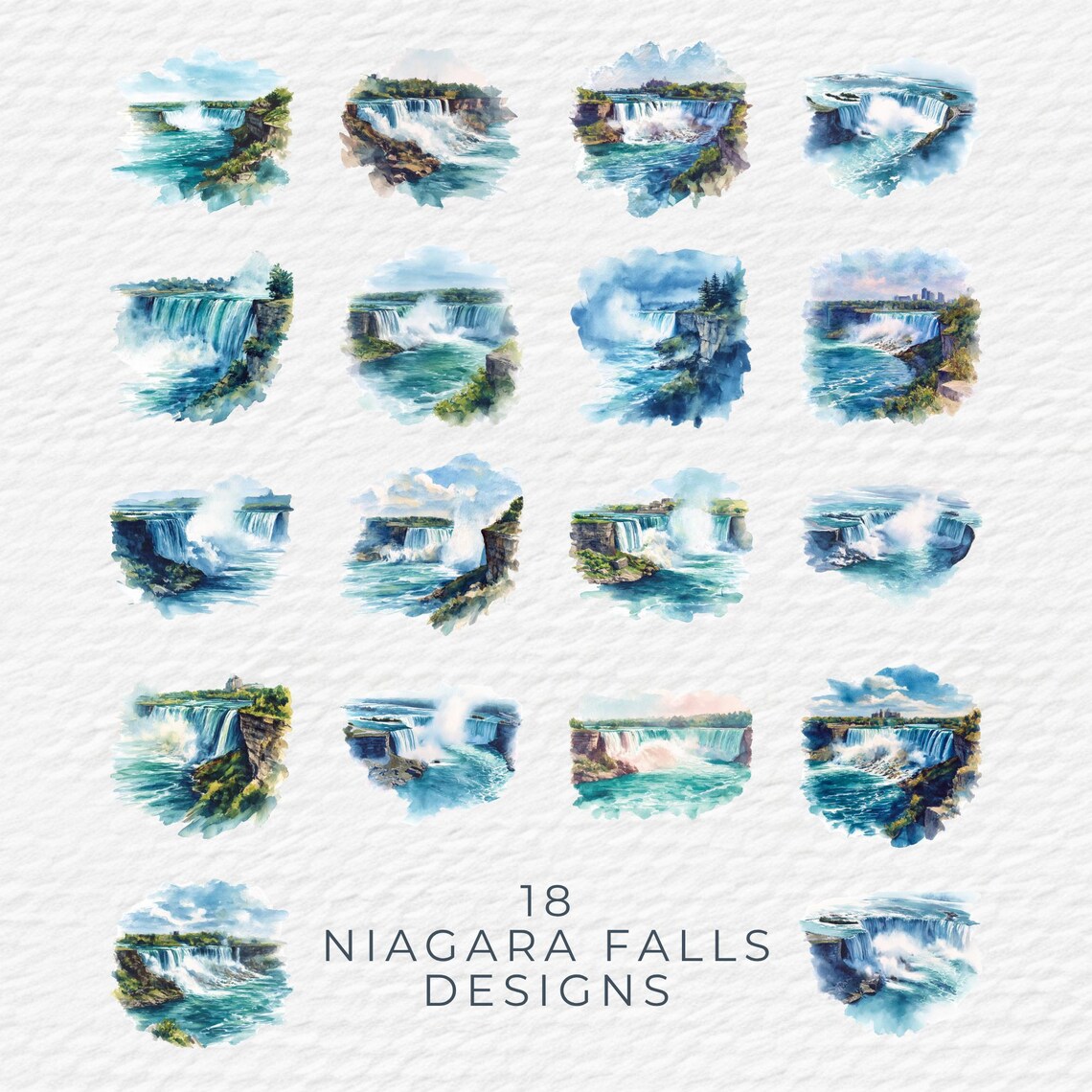 Watercolor Niagara Falls Clipart: Printable Nature Art (digital ...