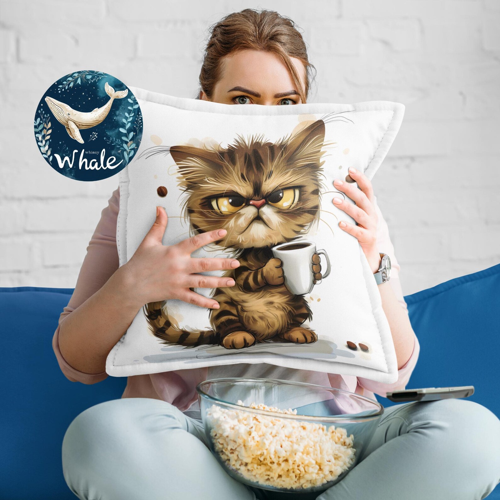 Watercolor Frazzled Coffee Cat Clipart: Funny Cartoon Tabby (digital ...