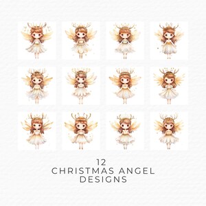 Quirky Angel Clipart Bundle, Cute Watercolor Whimsical Christmas Little ...