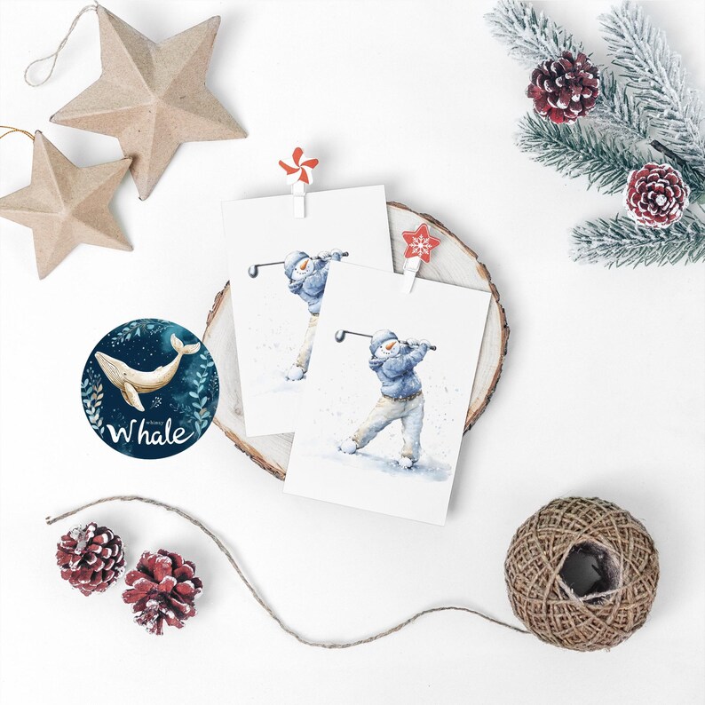 Watercolor Golf Snowman Clipart Bundle, Winter Holiday (digital ...