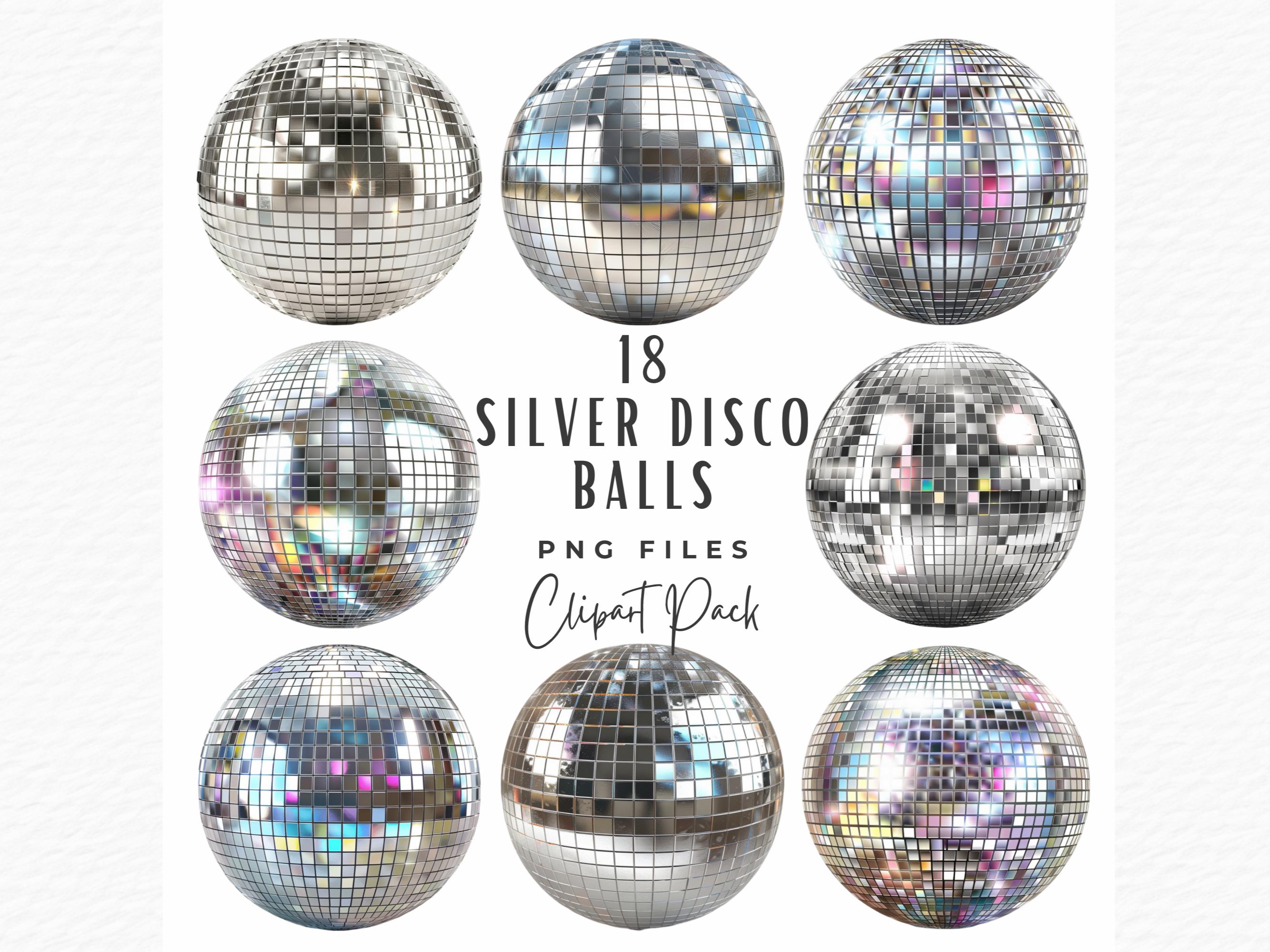 Silver Disco Ball Clipart Bundle 18 Retro Party Mirror Ball Clipart ...