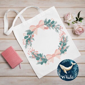 Preppy Pink Christmas Wreath Clipart Bundle, 12 Watercolor Pastel Pink ...