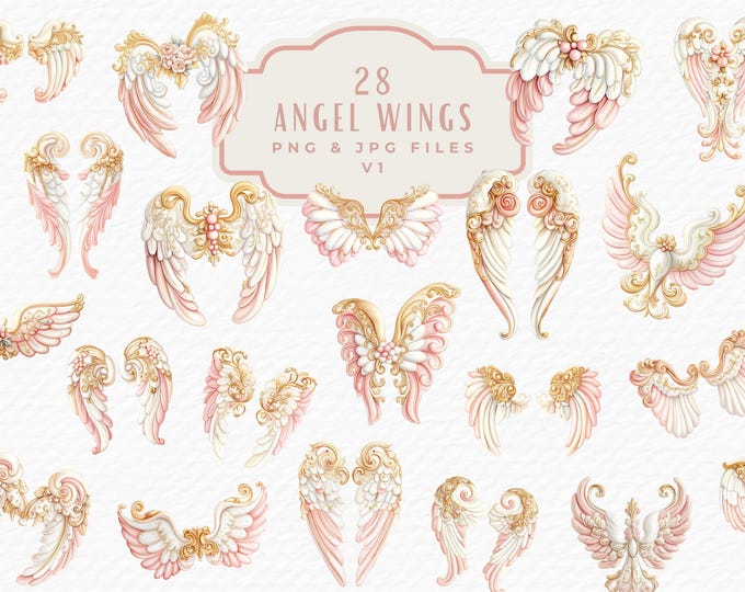 22 Angel Wings Clipart Bundle, Angel Wing Clipart, Angel Wing PNG ...