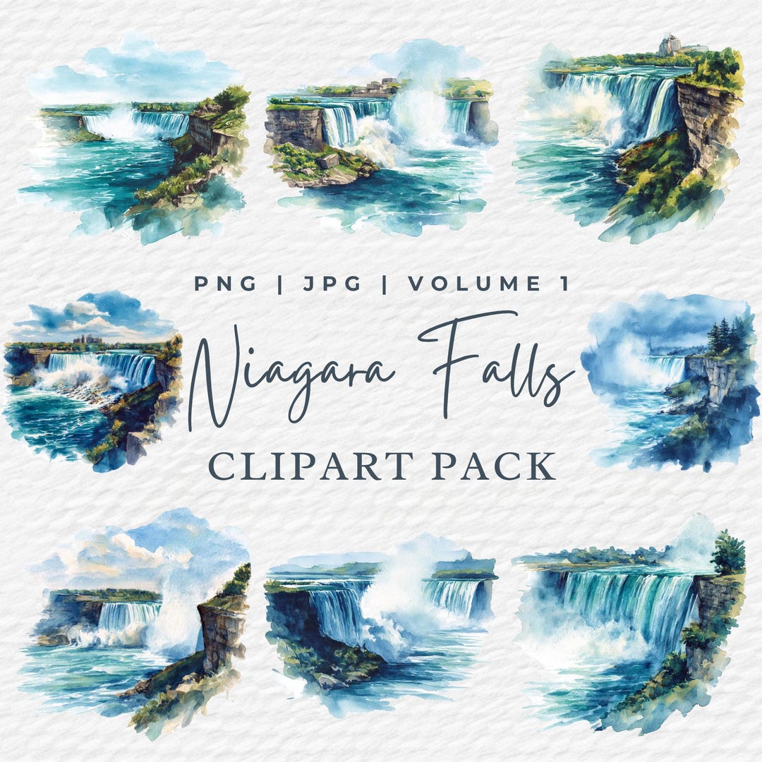 Watercolor Niagara Falls Clipart: Printable Nature Art (digital ...