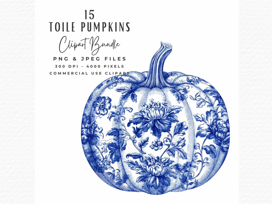 Toile Pumpkins Clipart Bundle, Chinoiserie PNG (digital Download) - Etsy