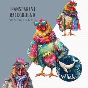 19 Quirky Chicken Clipart Bundle | Commercial Use | Cute Farm Animals ...