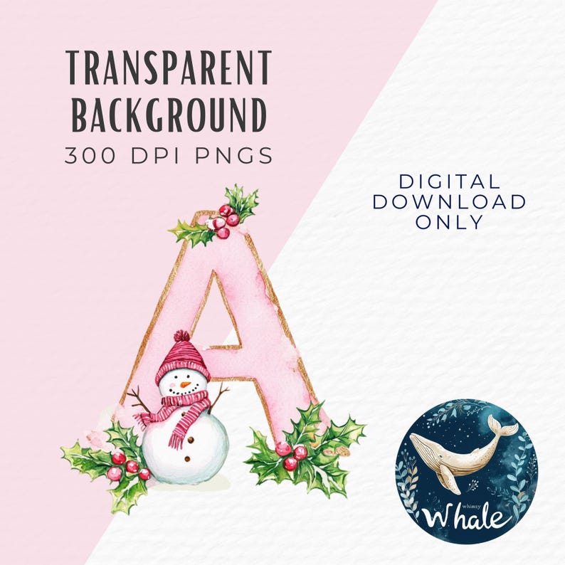 Christmas Alphabet and Numbers Clipart, Girly Pink Gold Christmas ...