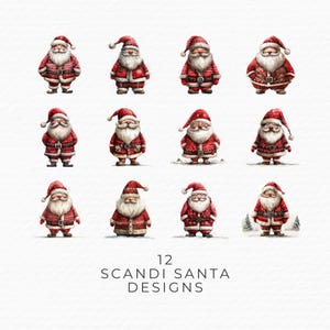 Scandi Santa Clipart Bundle | Watercolor Scandinavian Gnome Christmas ...
