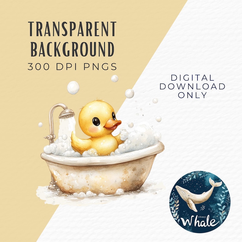 Watercolor Rubber Duck Clipart Bundle | Baby Shower Art (digital ...