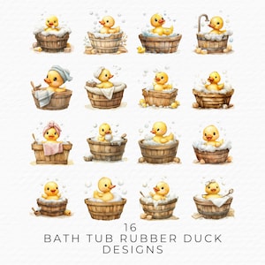Watercolor Rubber Duck Clipart | Baby Bath Tub PNG, JPEG (digital ...
