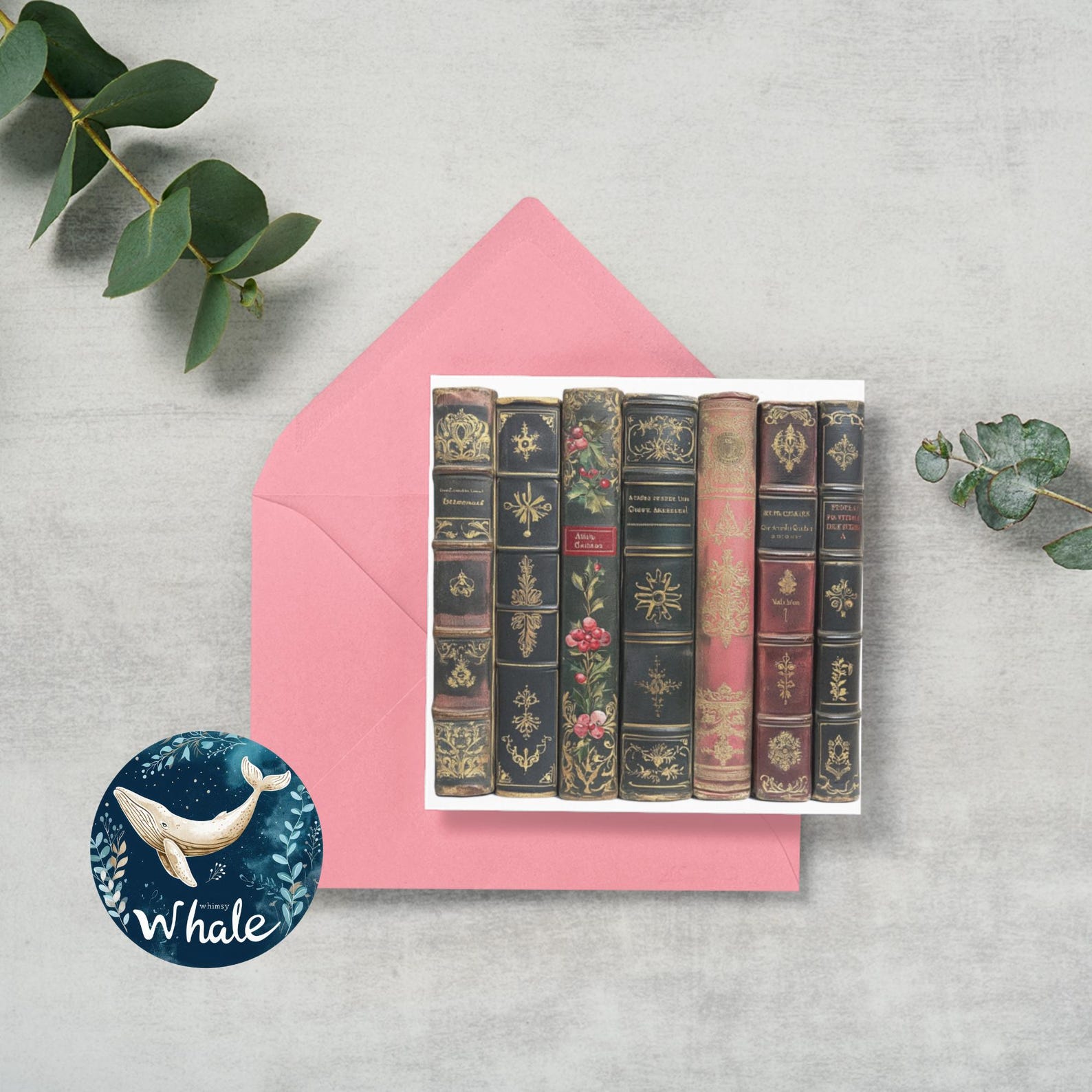 Christmas Book Spine Clipart, Watercolor Vintage Ornate Design (digital ...