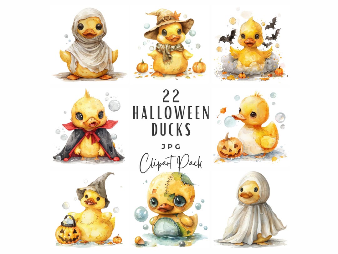 Halloween Rubber Duck Clipart | Watercolor Baby Shower PNG Bundle ...