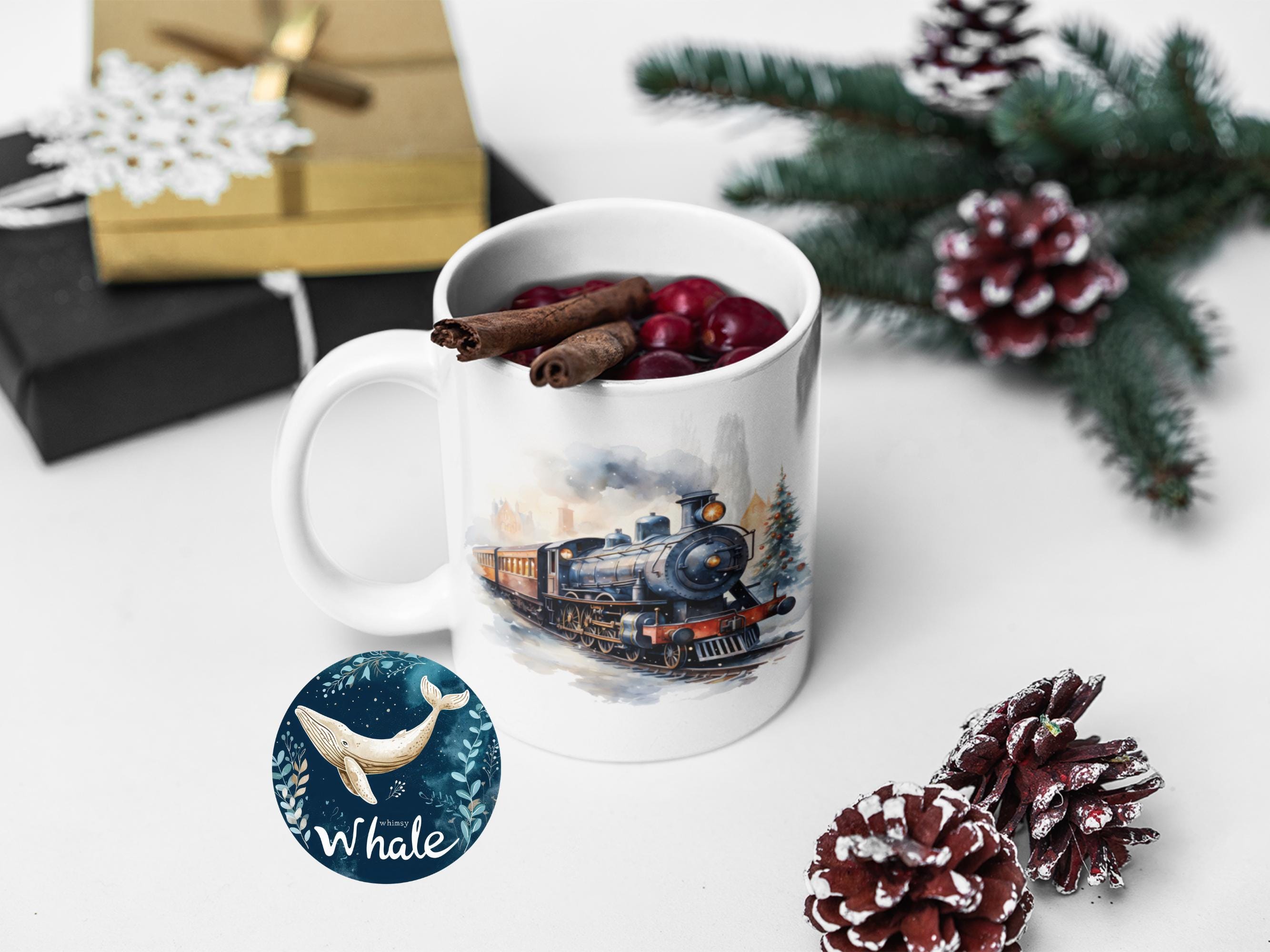 Christmas Steam Train Clipart Bundle, Watercolor Winter Xmas Holiday ...