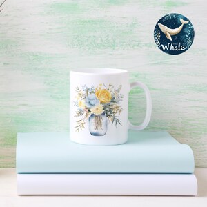 Watercolor Flower Mason Jar Bundle, 15 Yellow Rose Floral Mason Jar ...