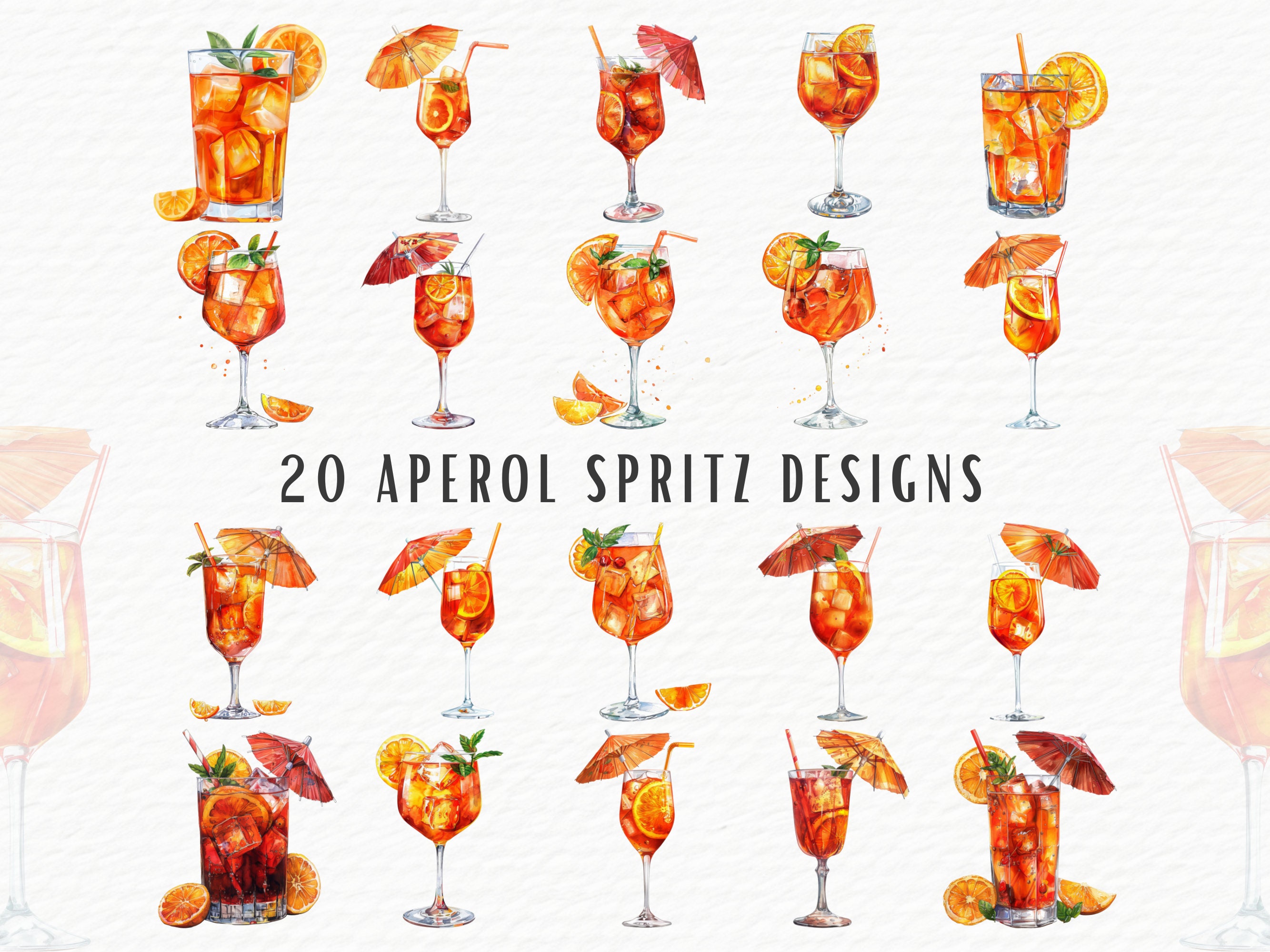 20 Aperol Spritz Clipart | Watercolor Cocktails PNG Clipart ...