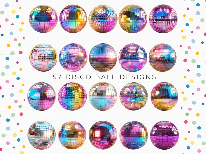 57 Disco Ball Clipart Bundle Retro Mirror Ball PNG Digital Download ...