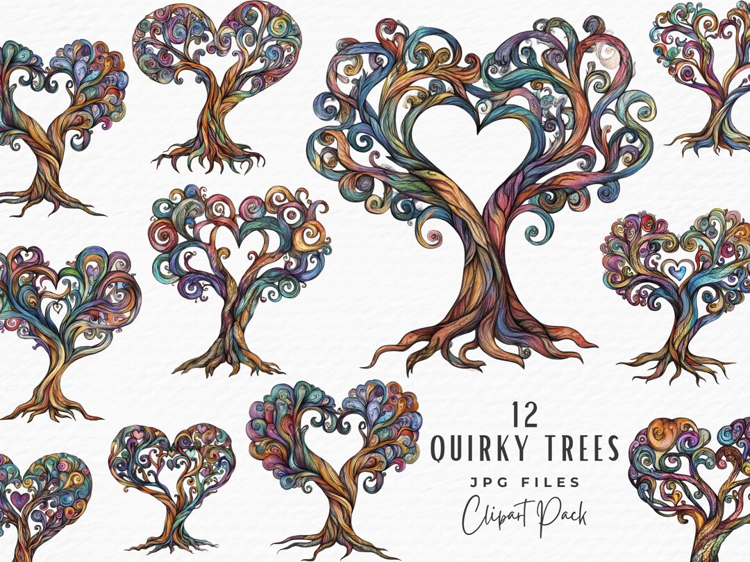 Watercolor Tree of Life Clipart: Quirky Family Tree PNG (digital ...