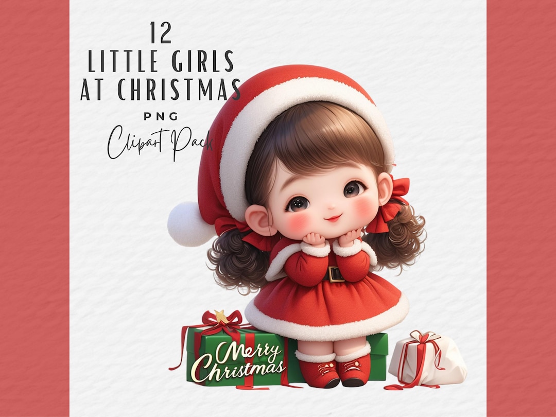 Quirky Christmas Girl Clipart Bundle, Cute Whimsical Watercolor Xmas ...