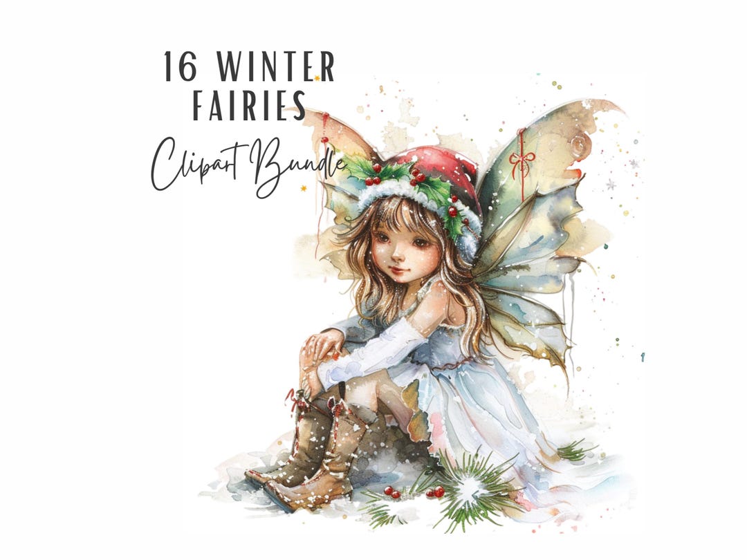 Winter Fairy Clip Art Bundle, 16 Cute Watercolor Winter Christmas ...