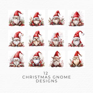 Watercolor Santa Gnome Clipart Bundle, Cute Festive Christmas Santa ...