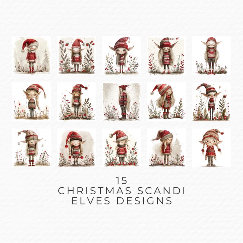 Watercolor Scandinavian Elf Clipart Bundle, Christmas Gnomes (digital ...