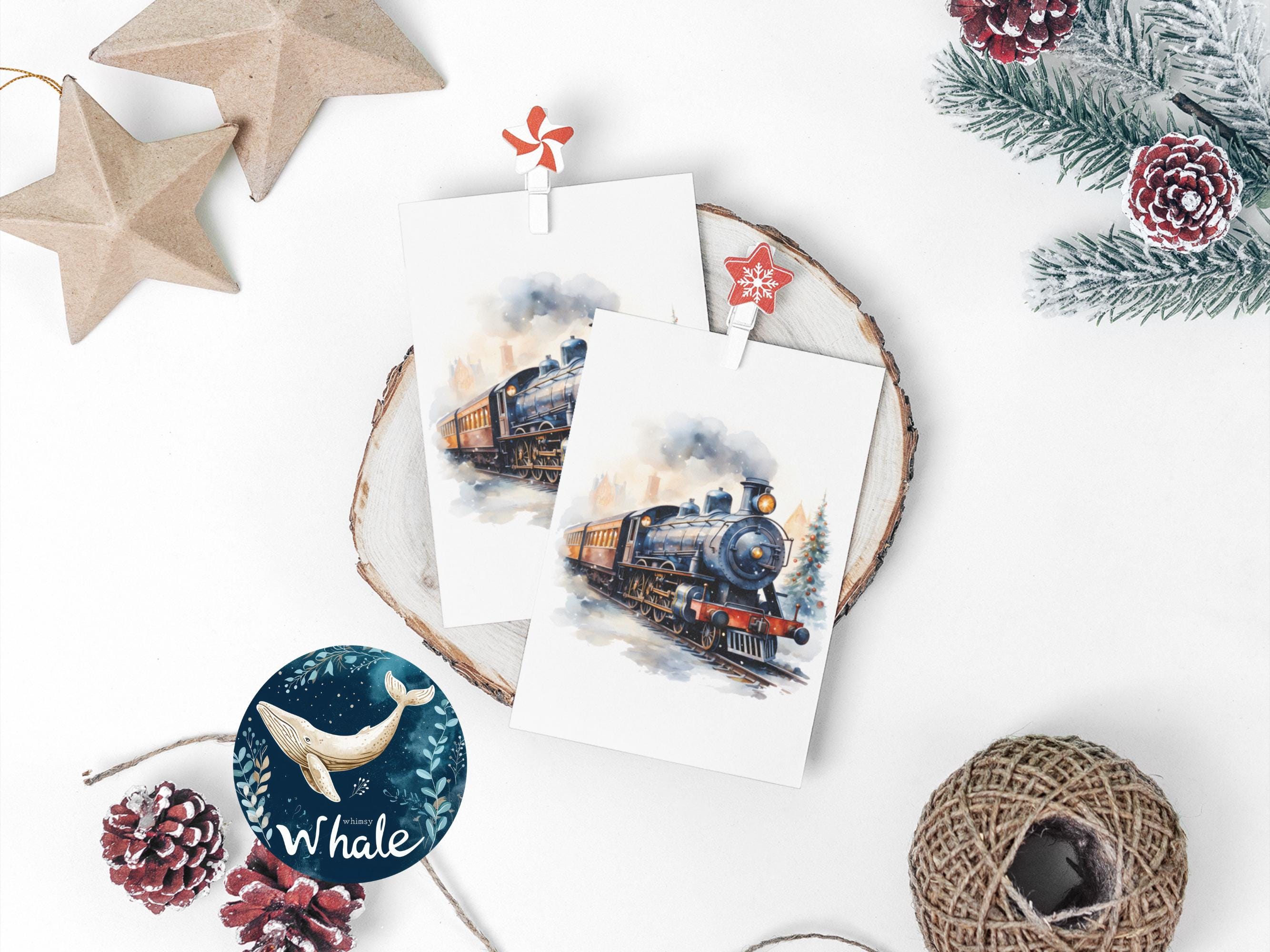 Christmas Steam Train Clipart Bundle, Watercolor Winter Xmas Holiday ...