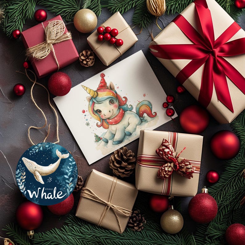 Watercolor Christmas Unicorn Clipart | Holiday Card DIY (digital ...