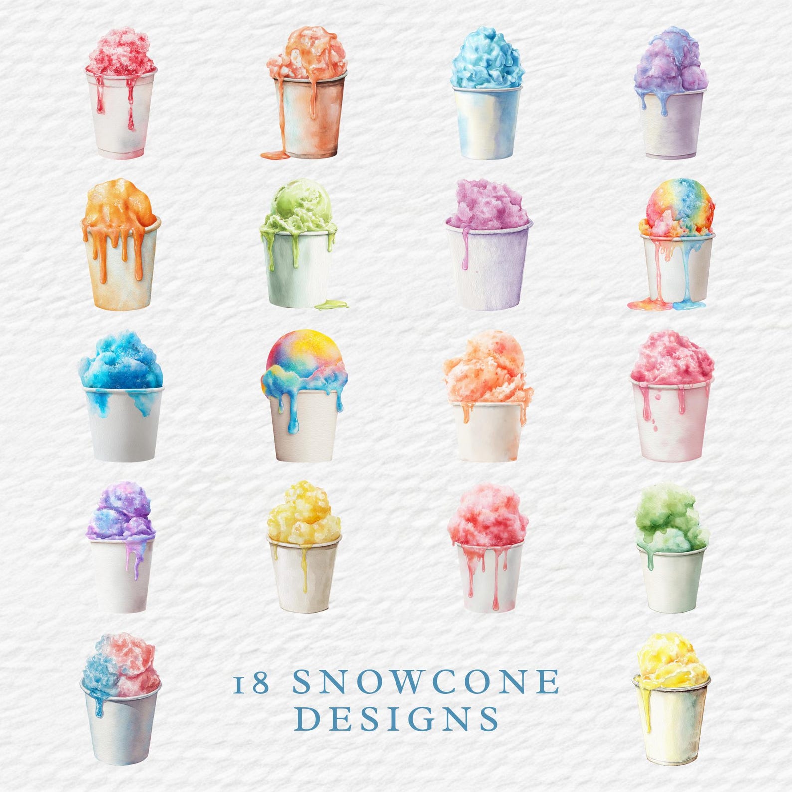 Shaved Ice Clipart: Snow Cone PNG, Summer Treats (digital Download ...