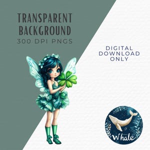 St Patrick Fairy Clipart Bundle, 30 Watercolor St Patricks Day Green ...