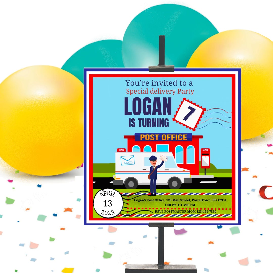 Mailman Post Office Themed Party Invitation/digital Canva Download Edit ...