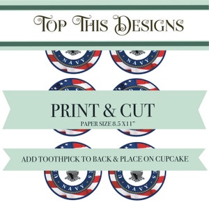 US Navy Inspired Themed Cake and Cupcake Toppers/canva Editable Print ...