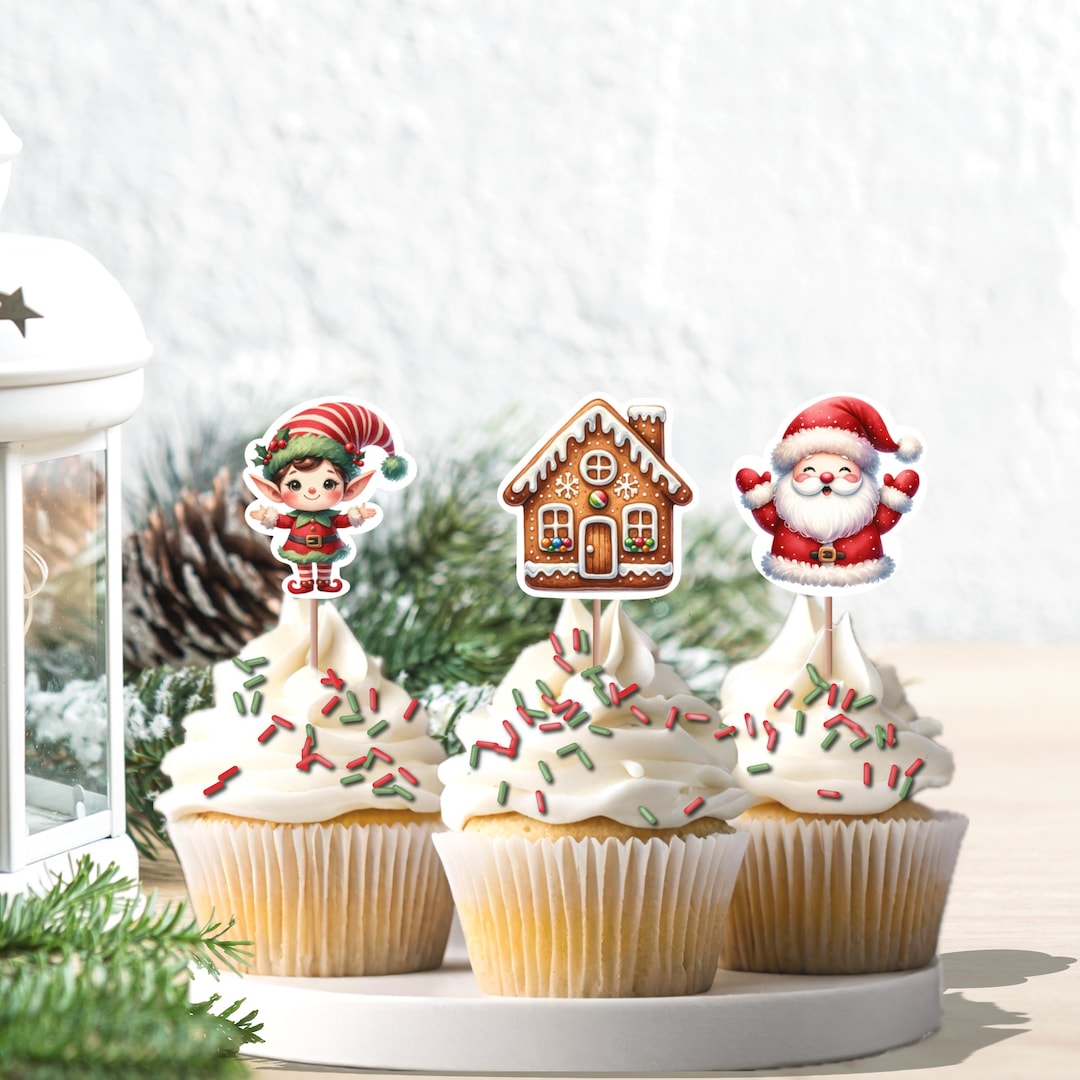 Printable Christmas Themed Cupcake Toppers/18 Cupcake Toppers/cute ...