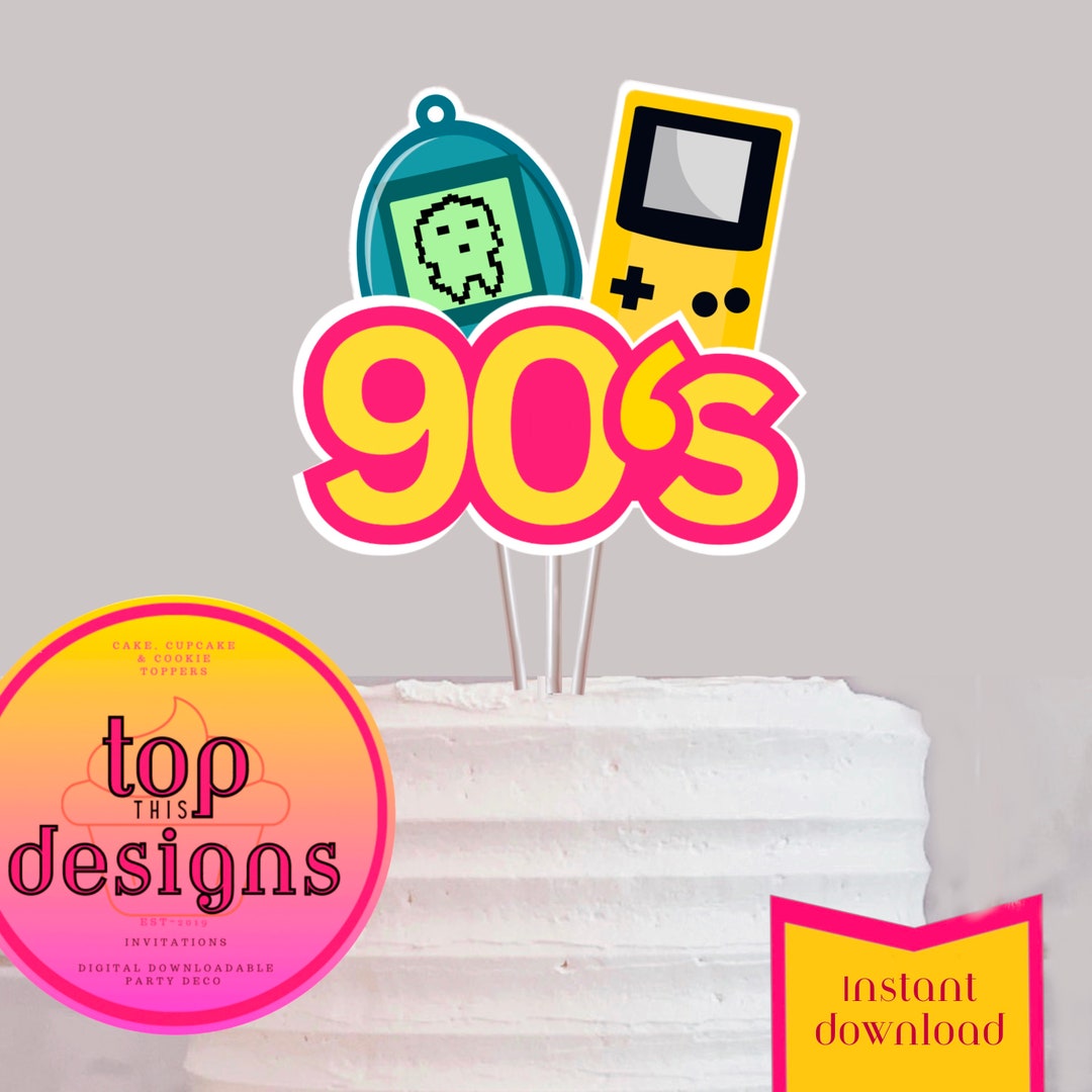 Printable 90’s Themed Cake, Center Pieces, Party Deco/ 5 Cute 90’s ...