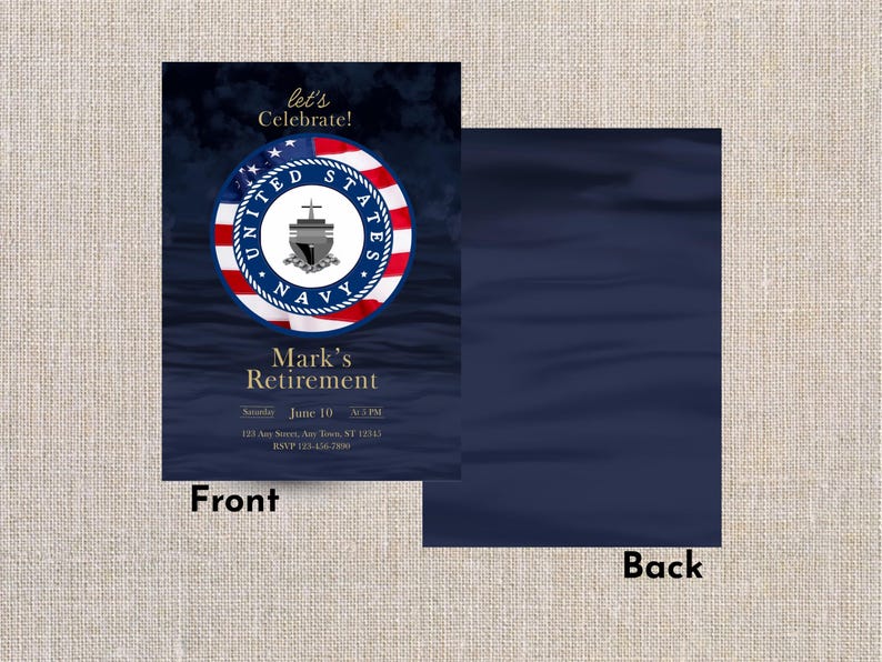 US Navy Retirement Party Invitation: Editable Canva Template Printable ...