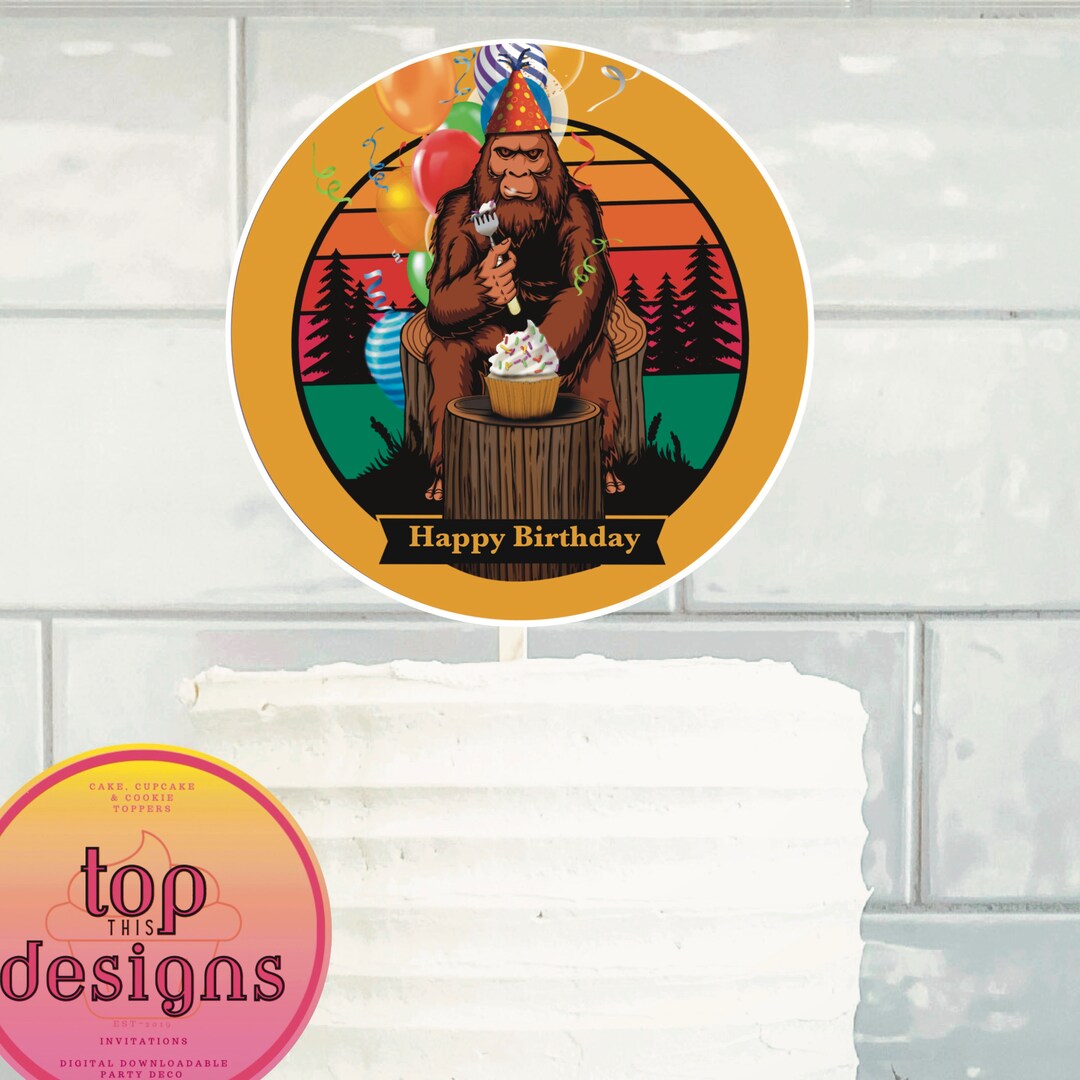 Printable Sasquatch With Cupcake Graphic Deco for Cake/cupcake Toppers ...