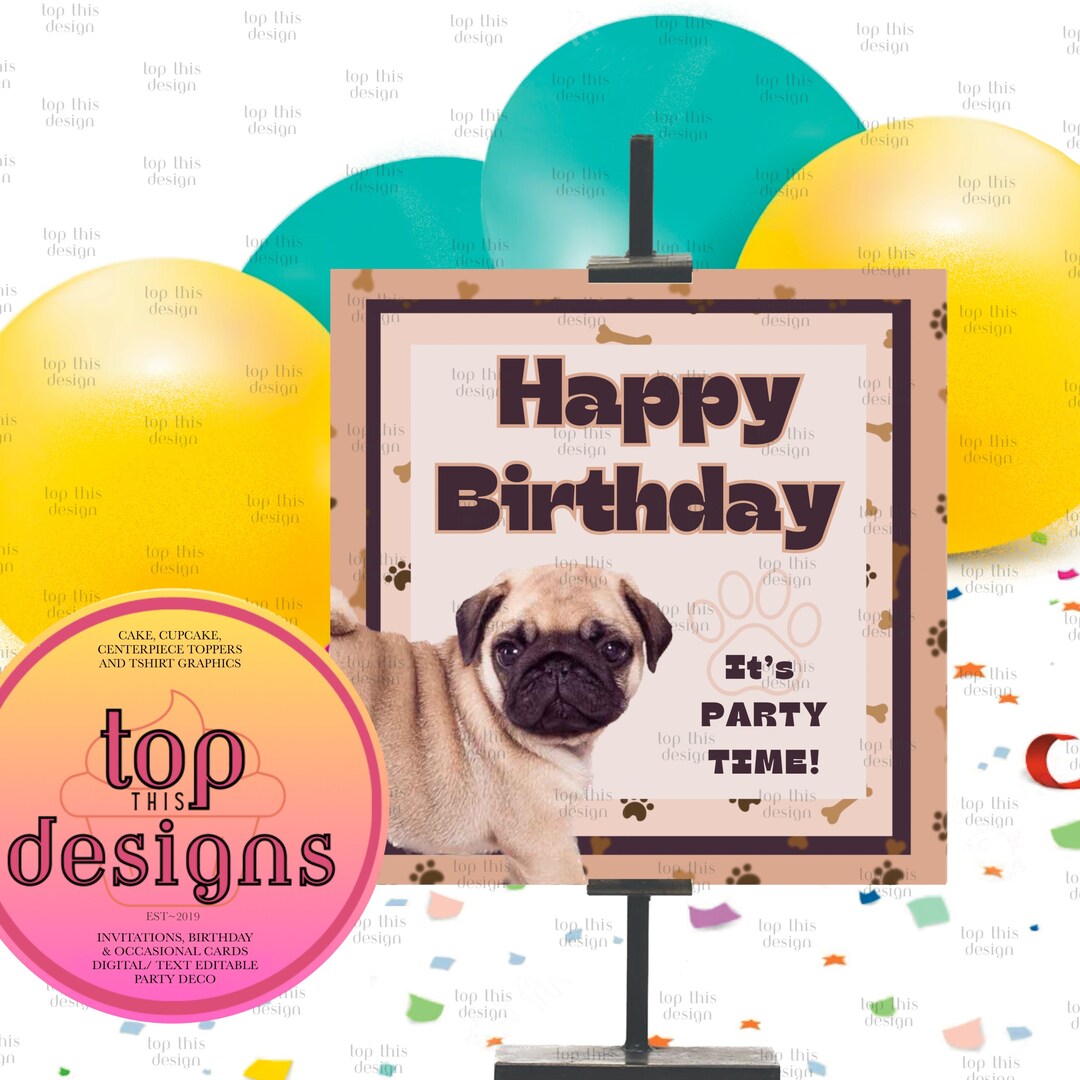Printable Pug Birthday Card: Canva Edit, Instant Download - Etsy
