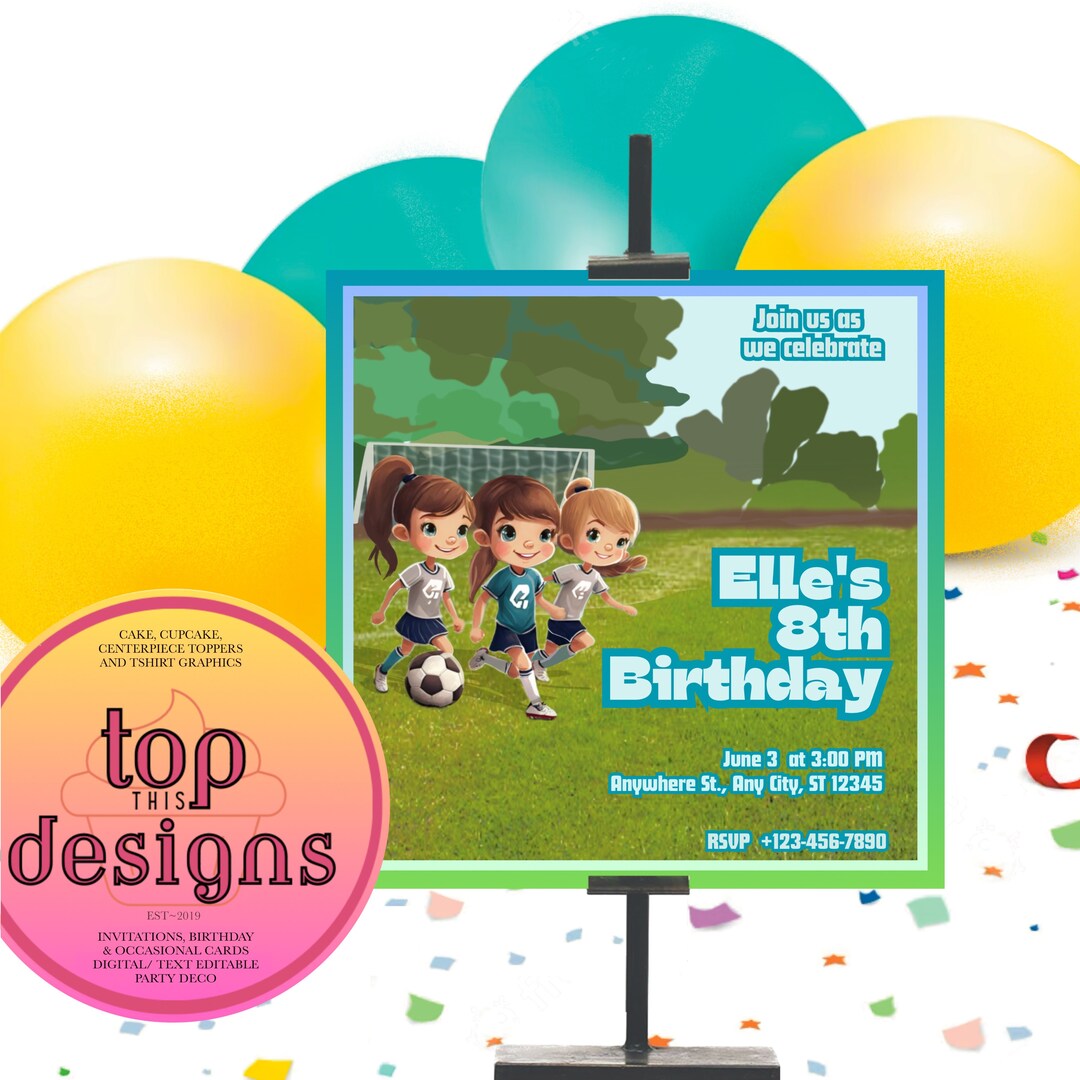 Printable Girls Soccer Party Invitation/editable in - Etsy