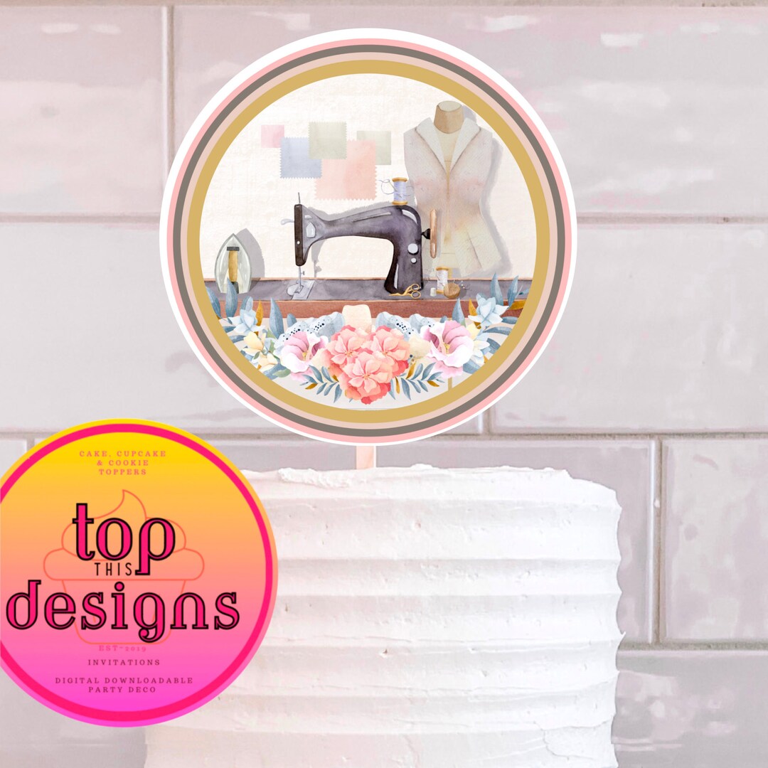 Sewing Machine Themed Digital Downloadable Image for Cake/cupcake ...