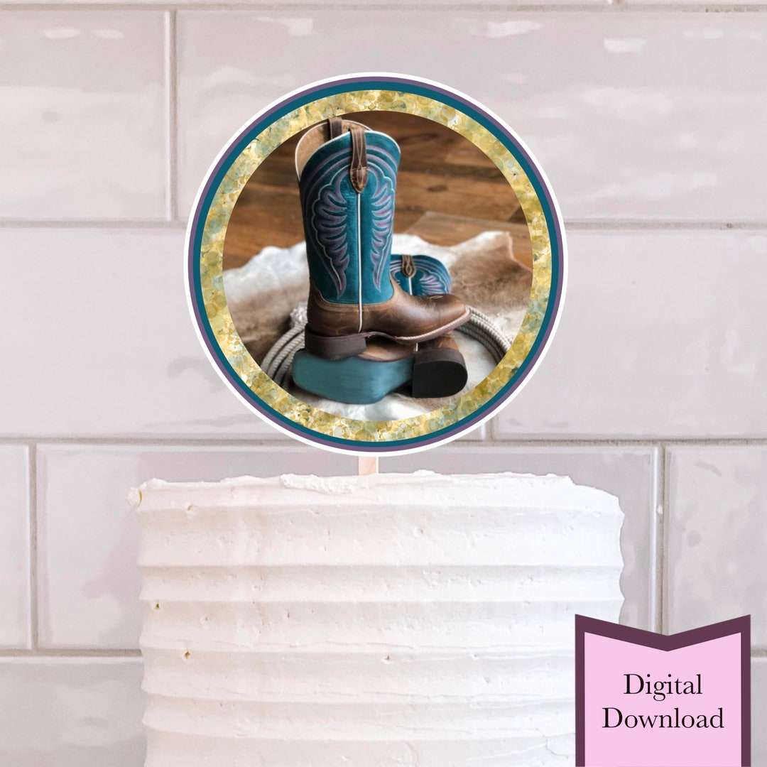 Printable Cowgirl Boots Cake, Cupcake, Centerpiece Topper/digital ...