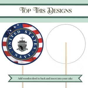 US Navy Inspired Themed Cake and Cupcake Toppers/canva Editable Print ...