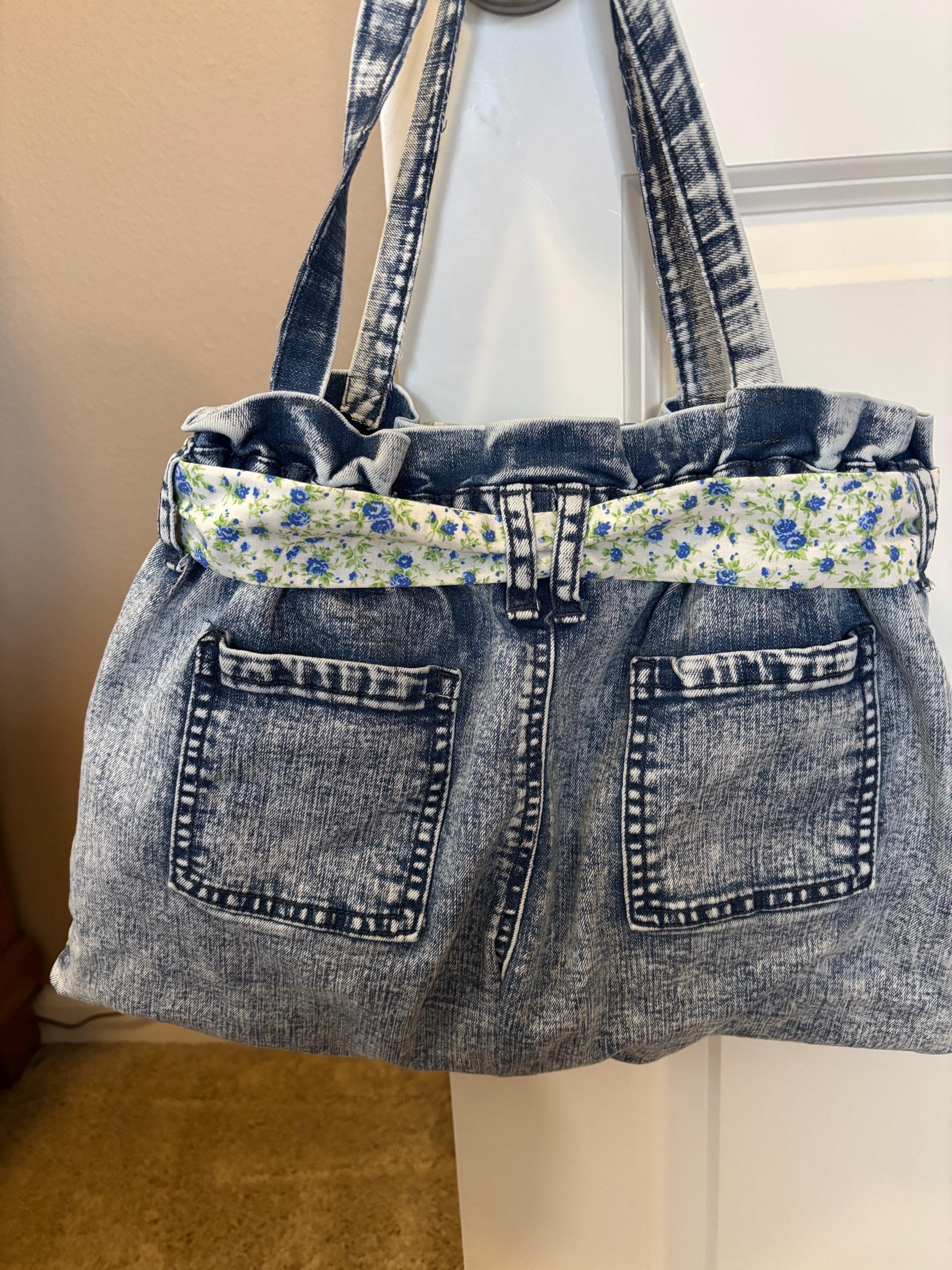 Upcycled Denim Jean Handbag Purse Tote. Boho, Shabby Chic! - Etsy