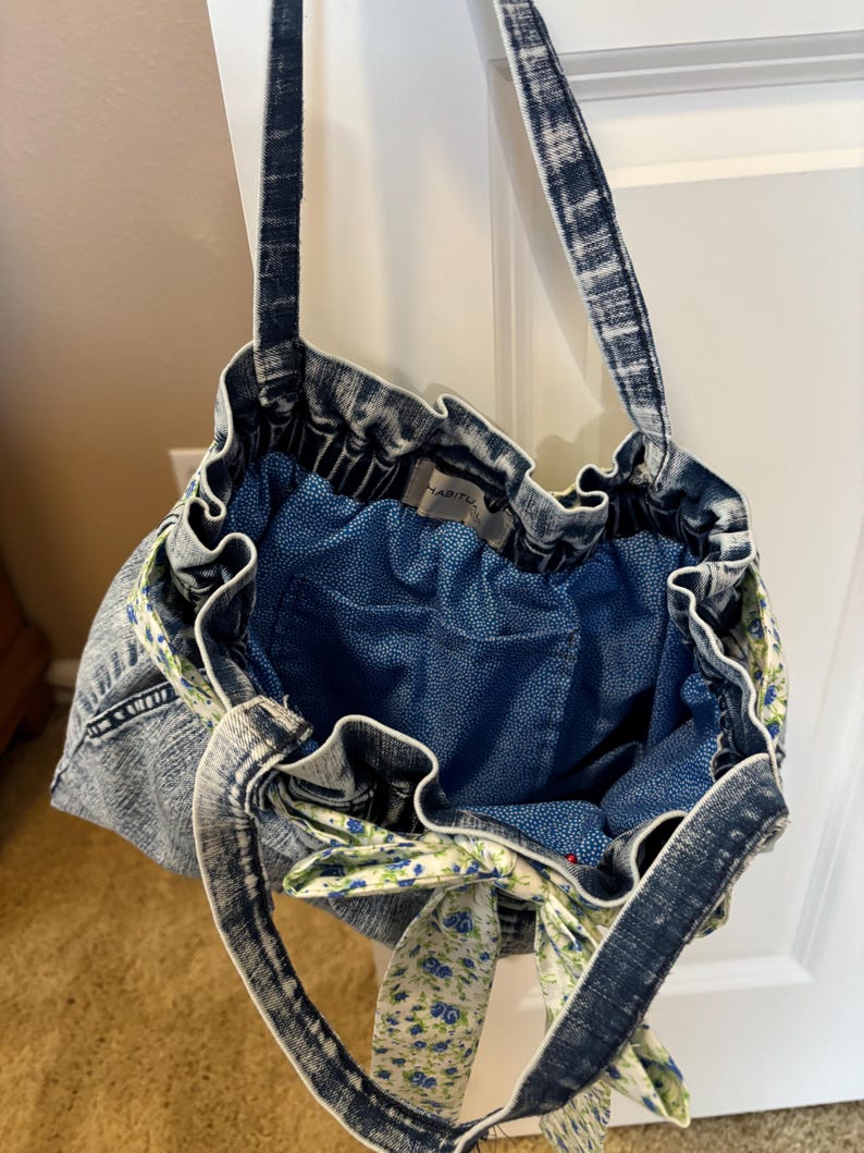 Upcycled Denim Jean Handbag Purse Tote. Boho, Shabby Chic! - Etsy