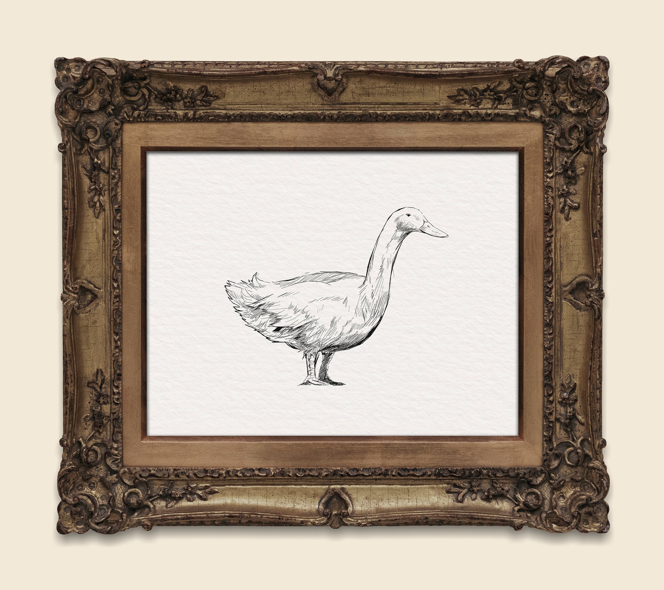 Duck Art Print, Duck Drawing Ink Sketch Giclee Print, Minimalist Duck ...