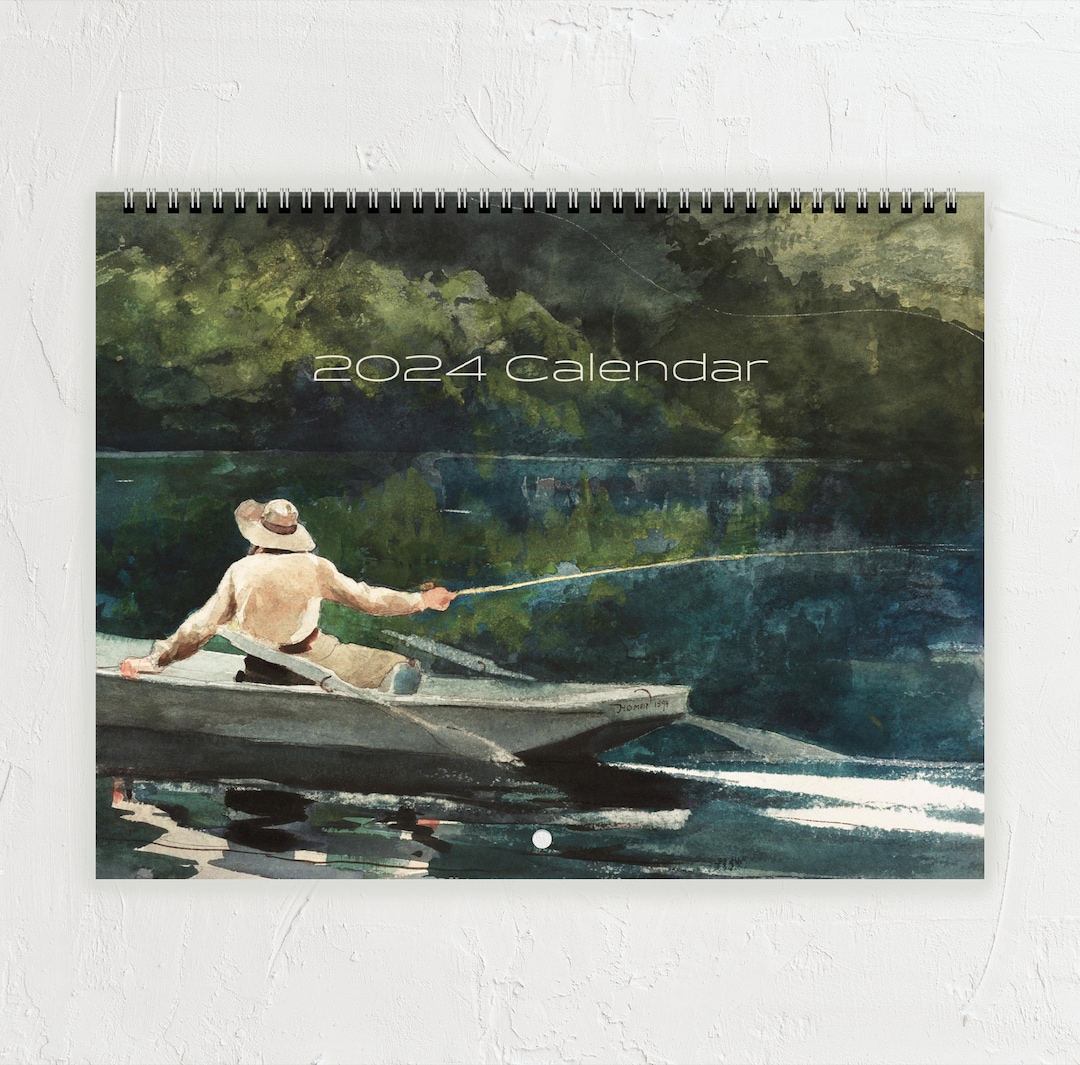 Fishing Wall Calendar 2024, Fisherman Gift, Fishing Enthusiast, Vintage ...